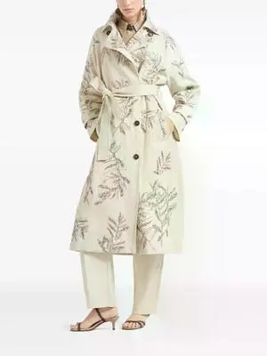 Brunello Cucinelli Flora Embroidered Trench Coat