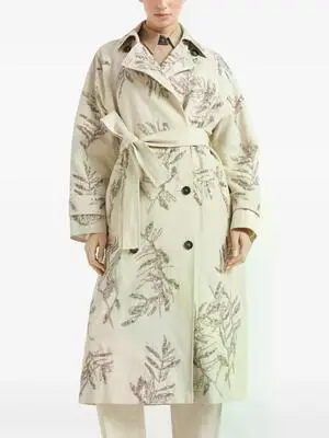 Brunello Cucinelli Flora Embroidered Trench Coat