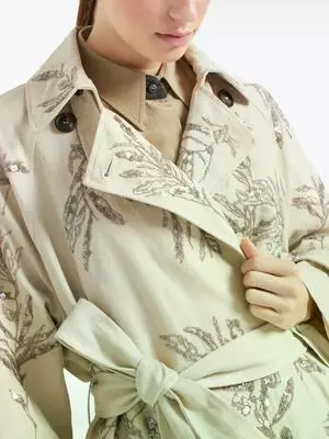 Brunello Cucinelli Flora Embroidered Trench Coat