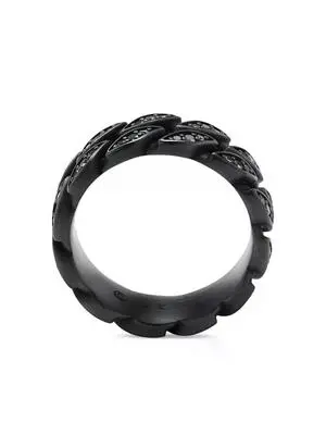 David Yurman Titanium Band Ring With Diamonds - Black