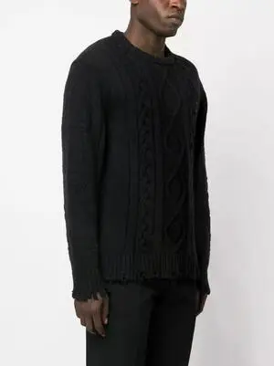 Philipp Plein Cable-knit Distressed-finish Jumper