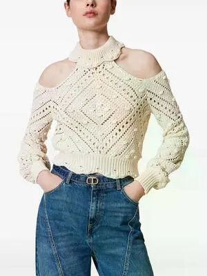 TWINSET Openwork-knit Cropped Sweater