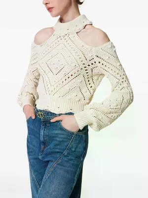 TWINSET Openwork-knit Cropped Sweater