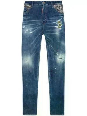 Dsquared2 Distressed Straight Jeans - Blue