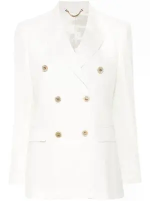 GOLDEN GOOSE Double-breasted Blazer With Gold Star Detail - Neutrals