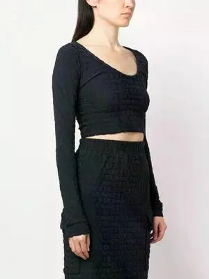 Sunnei Embossed Logo-print Cropped Top