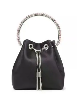 JIMMY CHOO Bon Bon Crystal-embellished Satin Bag - Black