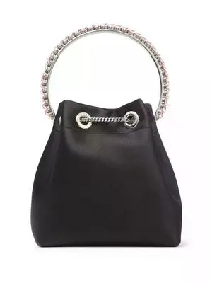 JIMMY CHOO Bon Bon Crystal-embellished Satin Bag - Black
