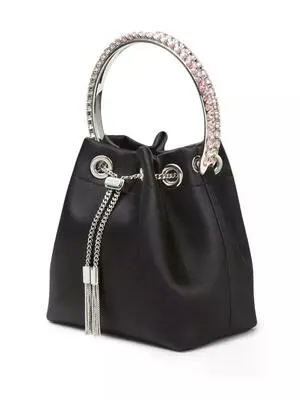 JIMMY CHOO Bon Bon Crystal-embellished Satin Bag - Black