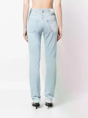 032C Double Shift Ripped-patch Straight-leg Jeans