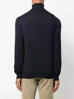 ZANONE Navy Virgin Wool Blend Roll Neck Jumper - Blue