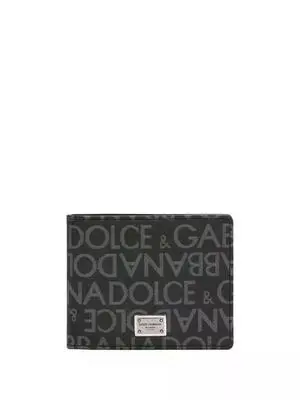 Dolce & Gabbana Logo-jacquard Bi-fold Wallet - Black