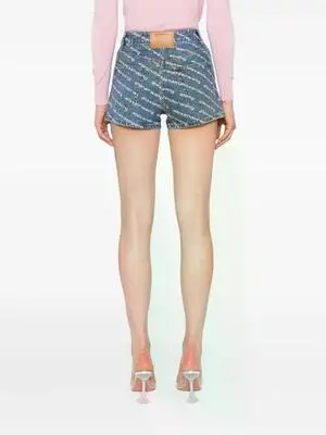 Alexander Wang Rhinestoned Denim Shorts - Blue