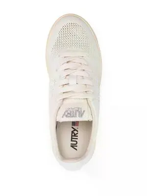 AUTRY Logo-patch Open-knit Sneakers - Neutrals