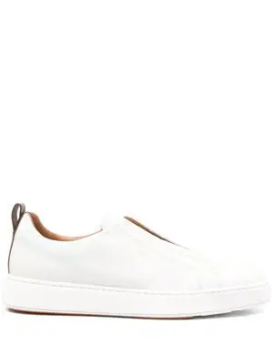 Santoni Logo-print Leather Sneakers - Neutrals
