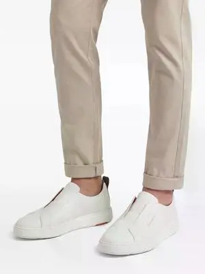 Santoni Logo-print Leather Sneakers - Neutrals