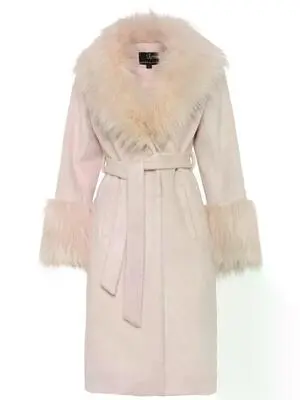 UNREAL FUR Faux Fur Belted Paris Coat - Neutrals