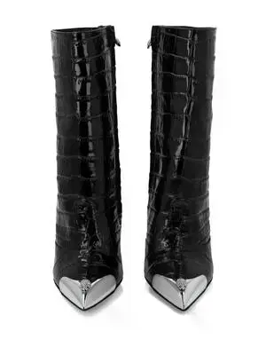 Philipp Plein 120mm Skull-appliqué Croco Boots