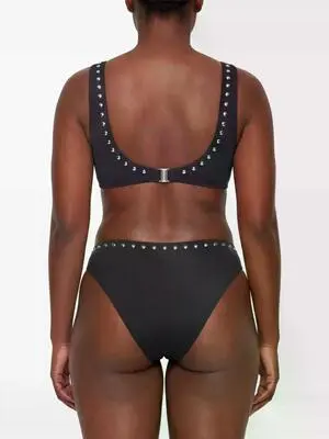LET'S SWIM Embellished Scoop Neck Bikini Top - Black