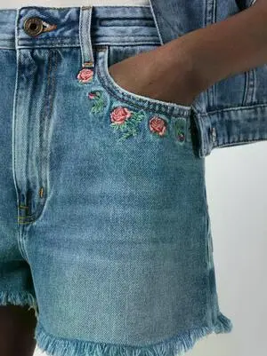 Jacob Cohen Floral-embroidered Denim Shorts