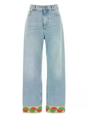 Valentino Garavani Jacquard-trim Straight Leg Jeans