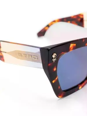 Etro Butterfly-frame Sunglasses With Engraved Arms - Brown