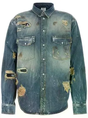 Vetements Distressed Denim Shirt - Blue