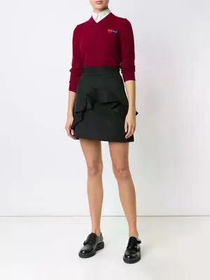 Play Comme Des Garcon Double Heart V-neck Jumper - Red