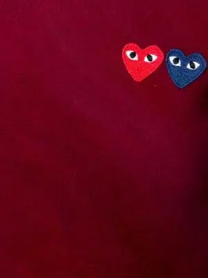 Play Comme Des Garcon Double Heart V-neck Jumper - Red