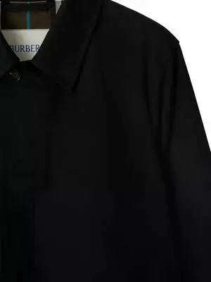 Burberry Pointed Collar Gabardine Coat - Black