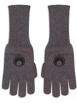 MARINE SERRE Ribbed Knit Full-finger Gloves - Grey