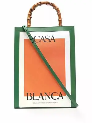 Casablanca Logo-print Bamboo-handle Tote Bag