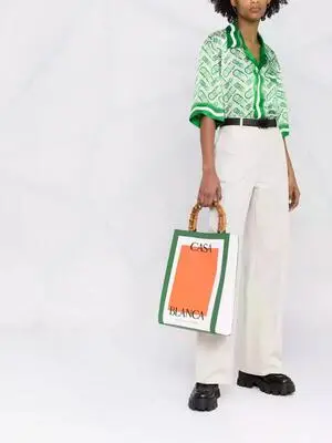 Casablanca Logo-print Bamboo-handle Tote Bag