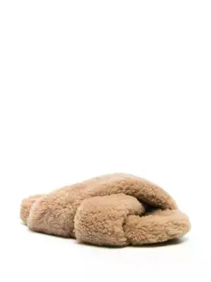 YVES SALOMON Crossover-strap Shearling Slippers