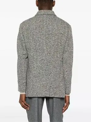 Brunello Cucinelli Chevron Virgin Wool Pea Coat