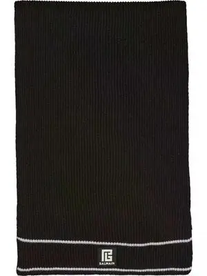 Balmain Logo-patch Ribbed Scarf