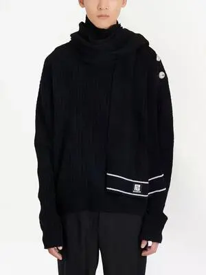 Balmain Logo-patch Ribbed Scarf