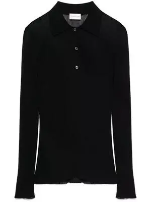 Moncler Fine-ribbed Polo Top