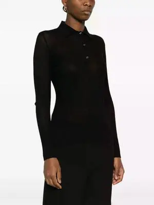 Moncler Fine-ribbed Polo Top