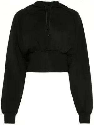 Adidas By Stella McCartney Cropped Organic Cotton Jersey Hoodie - Black