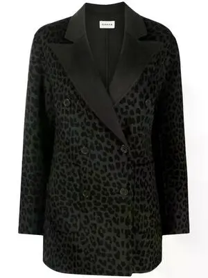 P.a.r.o.s.h Cheetah-print Double-breasted Blazer - Green