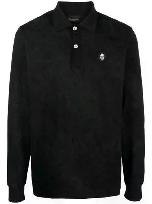 BILLIONAIRE Piquet Long-sleeved Polo Shirt - Black