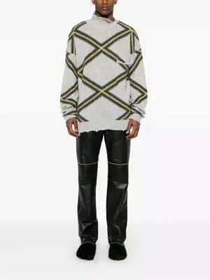 Marni Diamond-check Distressed Jumper