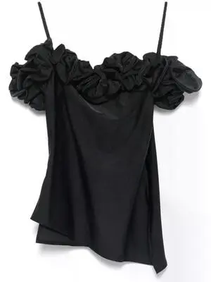 Coperni Ruffled Off-shoulder Top - Black