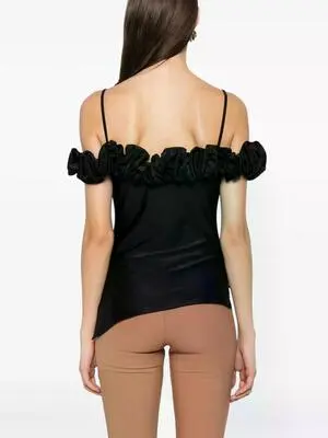Coperni Ruffled Off-shoulder Top - Black