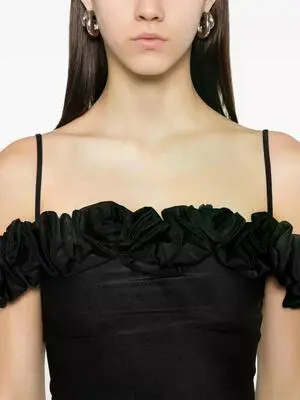 Coperni Ruffled Off-shoulder Top - Black