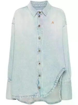 Attico Denim Coat With Embroidered Logo