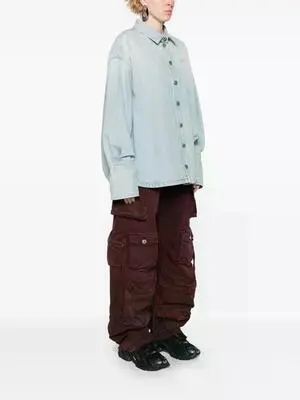 Attico Denim Coat With Embroidered Logo