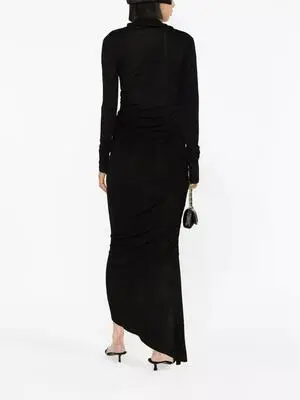 ANDREĀDAMO Asymmetric Draped Midi Dress - Black