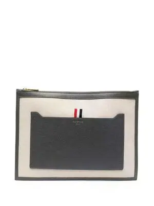 Thom Browne Two-tone Canvas Document Holder - Neutrals